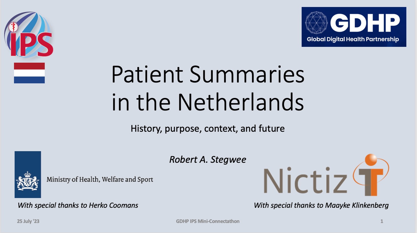 Patient Summaries in The Netherlands – The International Patient Summary